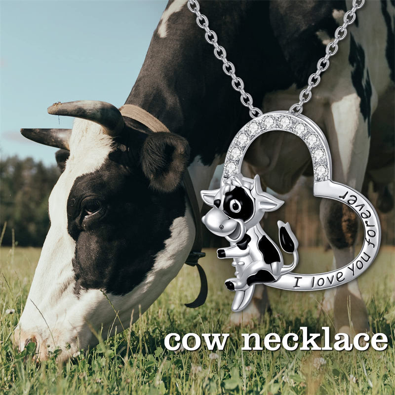 Sterling Silver Cow Pendant Necklace– romanticwork