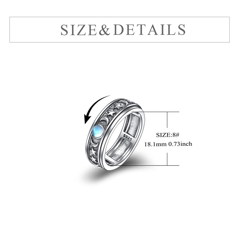 Sterling Silver Anxiety Spinner Rings Rotatable Mood Rings for Women R ...