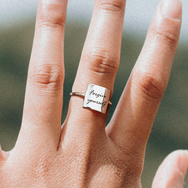 Sterling Silver Inspirational Ring Engraved with Forgive Yourself ...