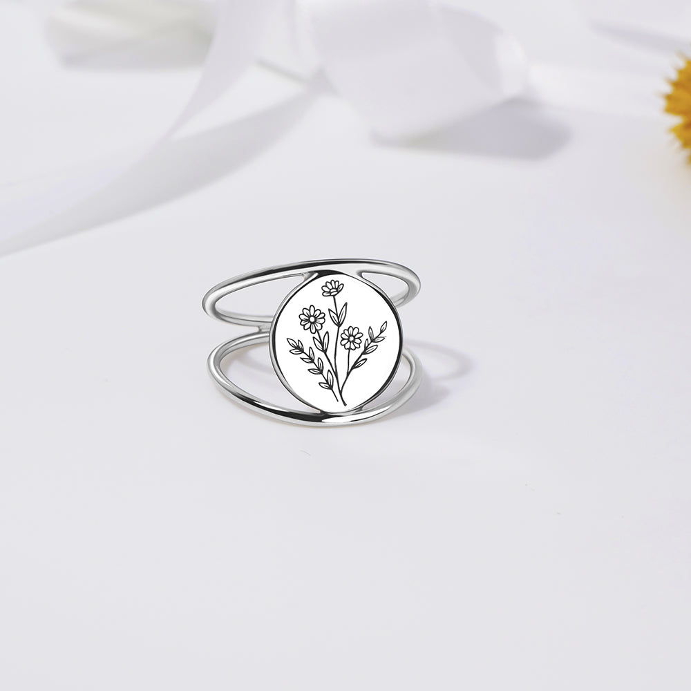 Sterling Silver Spring Wildflowers Nature Ring– romanticwork