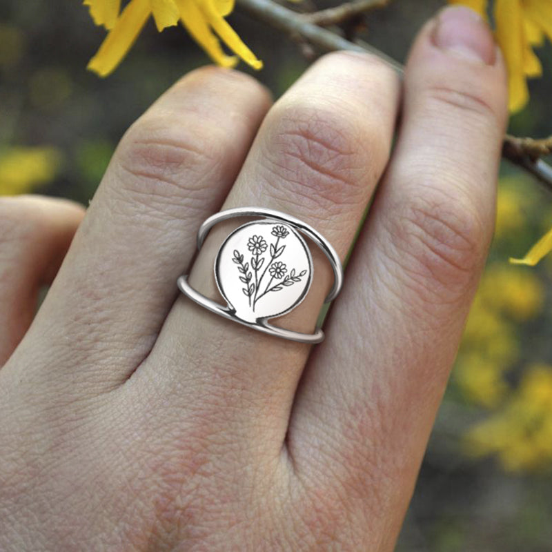 Sterling Silver Spring Wildflowers Nature Ring– romanticwork
