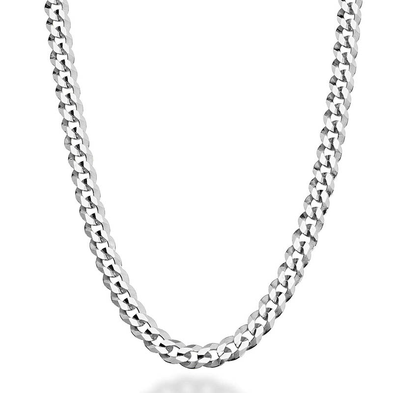 Sterling Silver 5mm Diamond Cut Cuban Chain Necklace– romanticwork